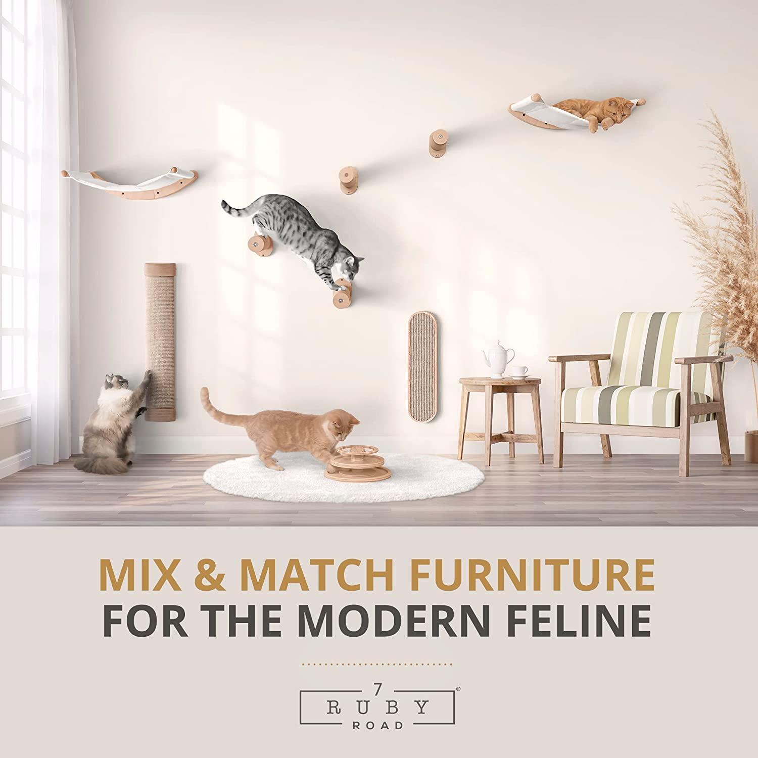 Ruby Road Wall Mounted Cat Scratching Post - Wooden Sisal Scratcher for ...