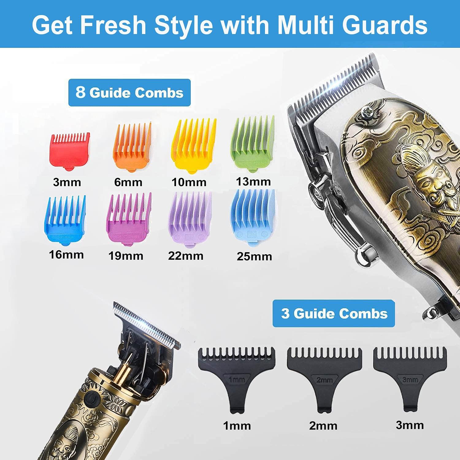 Suttik Men's Hair Clippers Set - Cordless Professional Trimmers with T ...