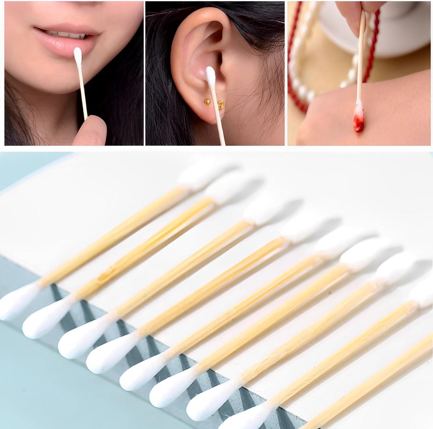 600 Pcs Biodegradable Bamboo Cotton Swabs for Ear & Makeup Cleaning ...