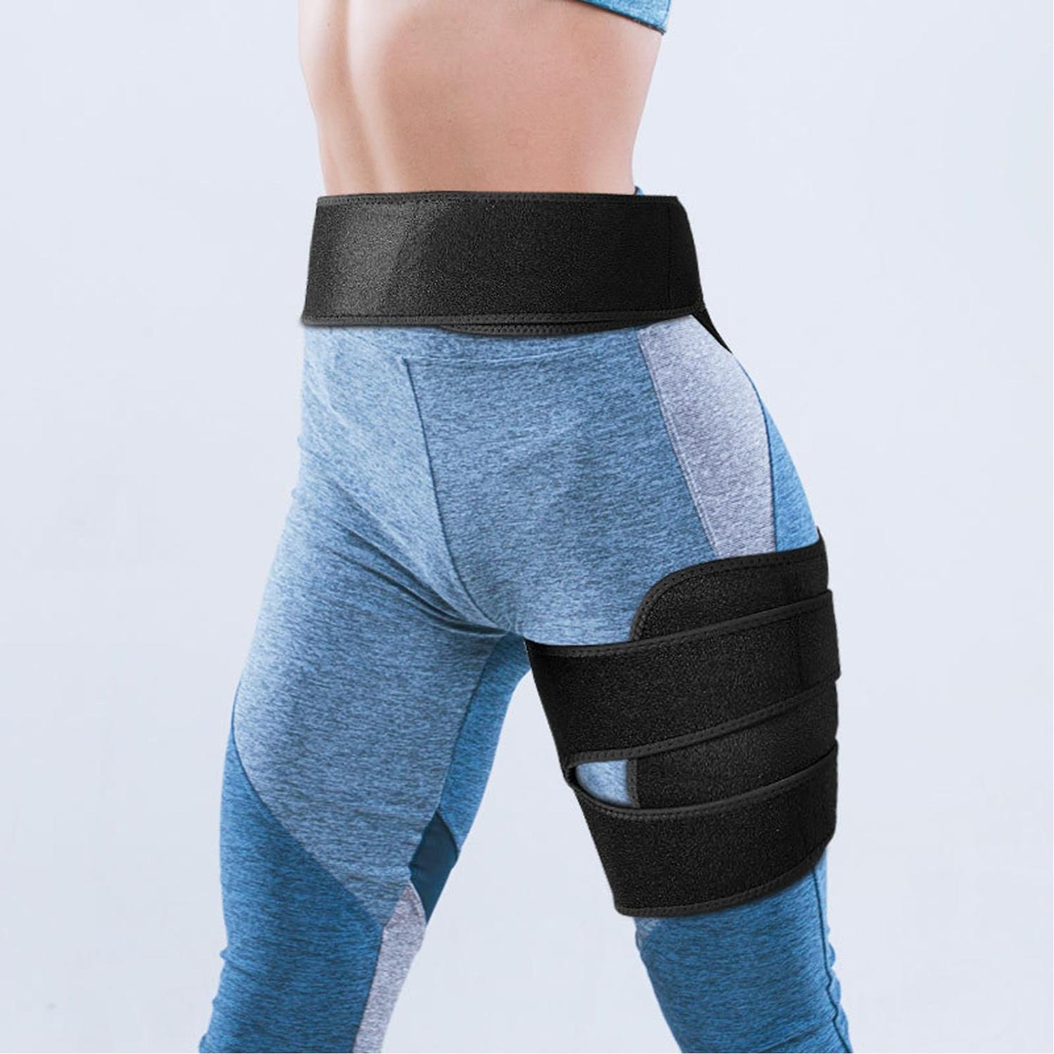 Thigh Quad Hamstring Compression Sleeve & Hip Flexor Support Brace ...