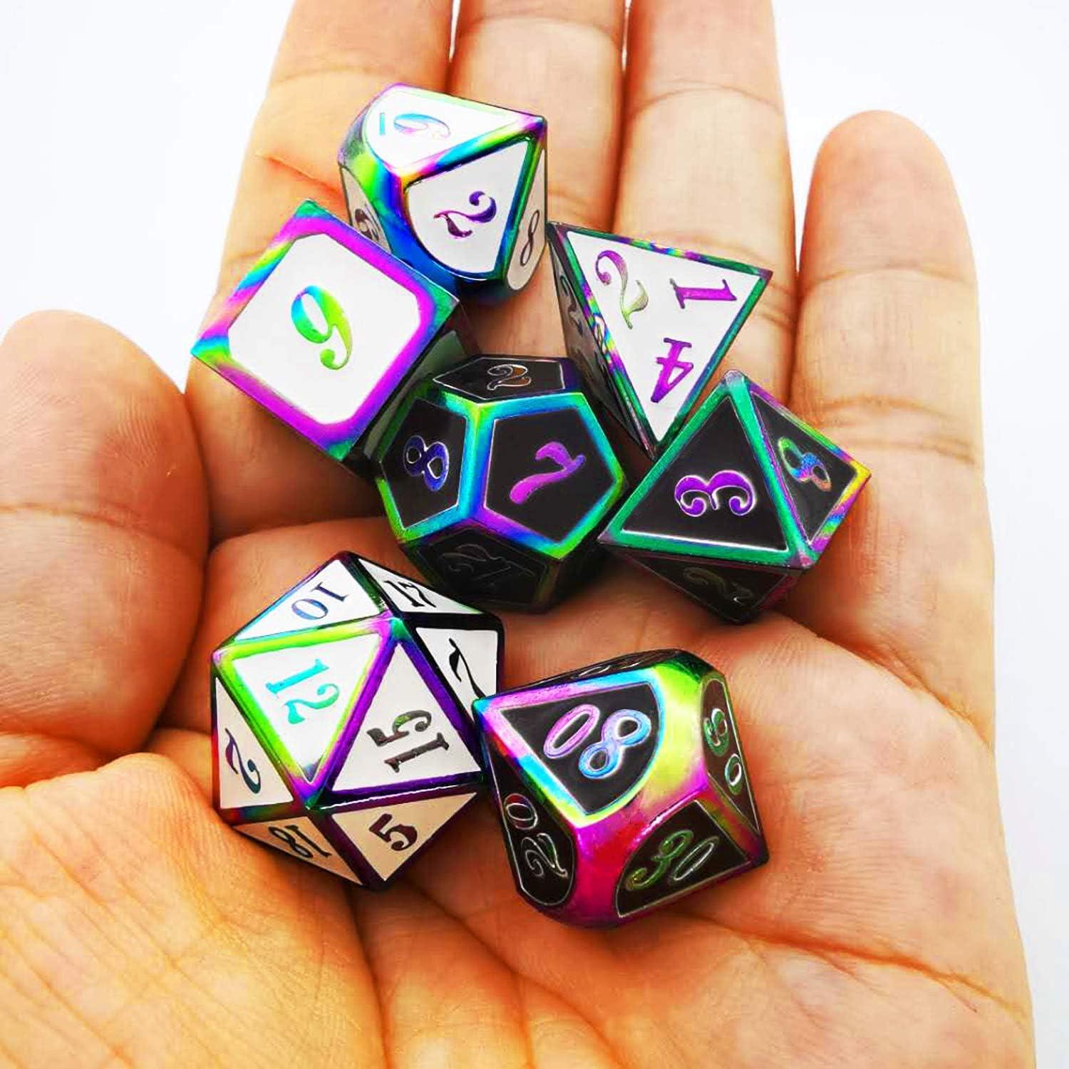 HAOMEJA Color Changing Metal DND Dice Set for Dungeons and Dragons ...