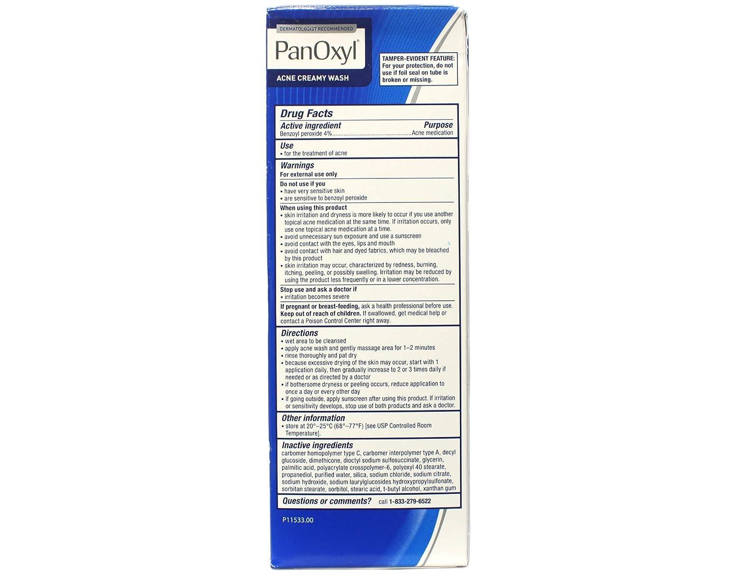 PanOxyl 4% Benzoyl Peroxide Acne Creamy Wash, 6 oz (Pack of 1 ...
