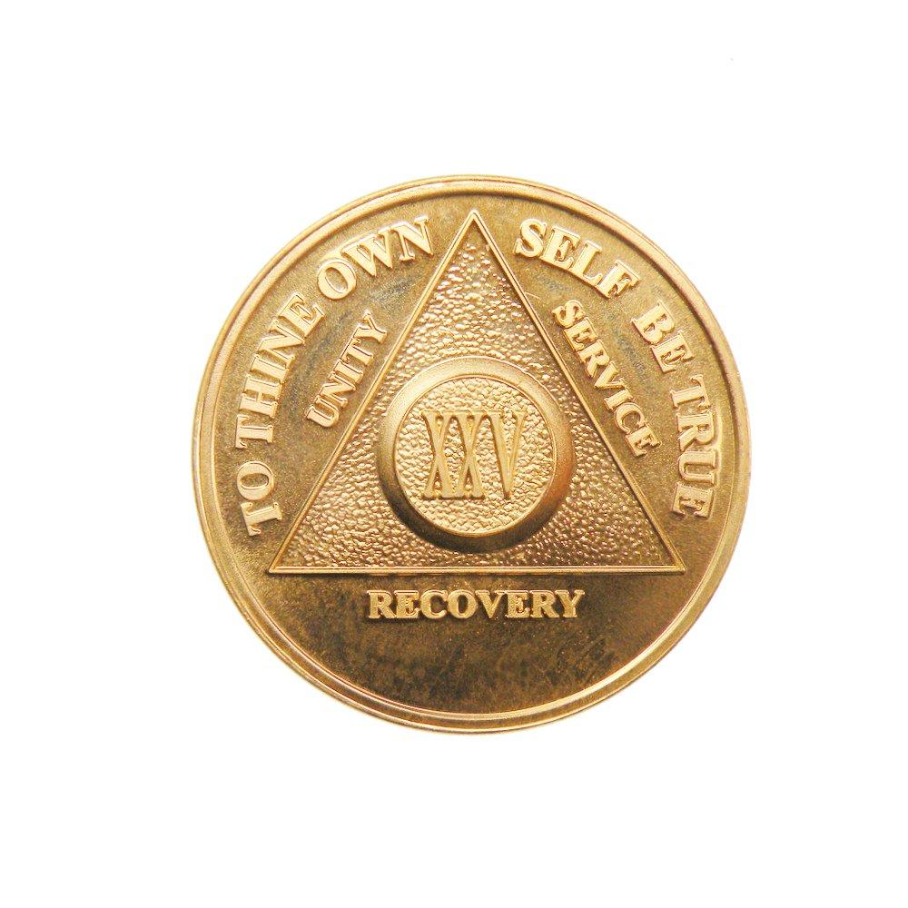 24K Gold Plated AA Sobriety Coin - 25 Year Anniversary Medallion | Buy ...