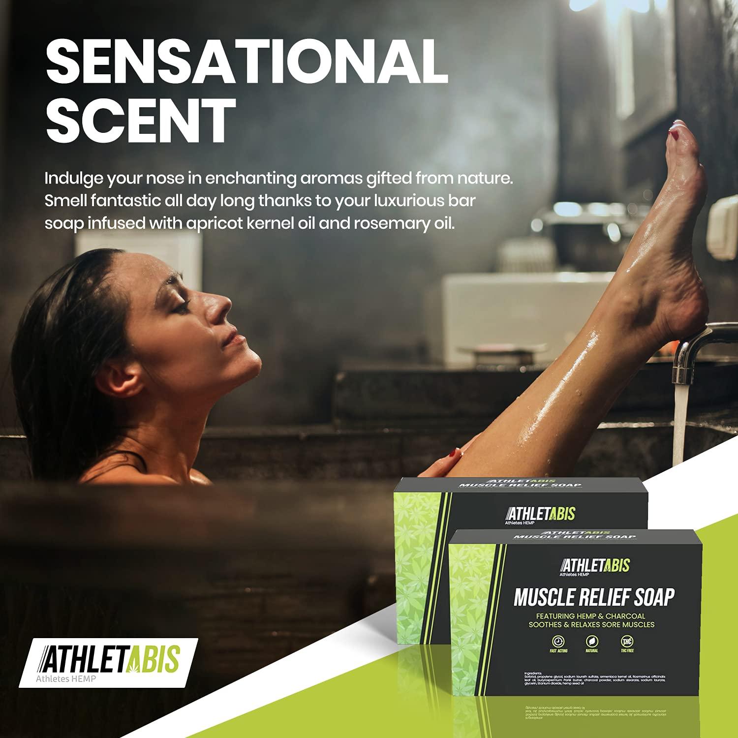 Athletabis Hemp Soap Bar for Muscle Relief - Charcoal & Hemp Seed Oil ...