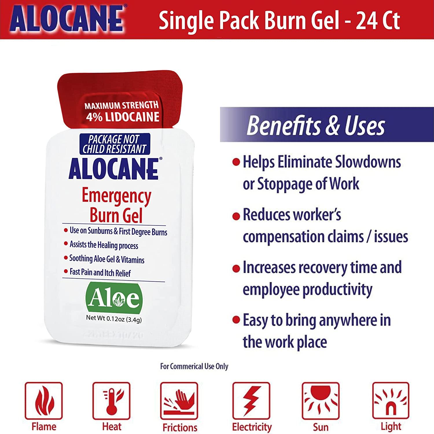 Alocane Emergency Burn Gel 4% Lidocaine Individual Packets - 24 Ct ...