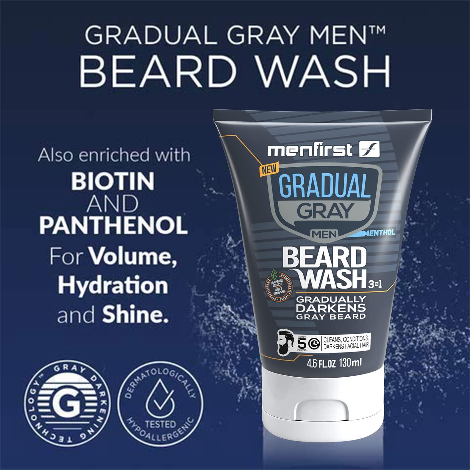 MenFirst Gradual Gray Darkening Beard Wash Shampoo for Men - Reduces ...