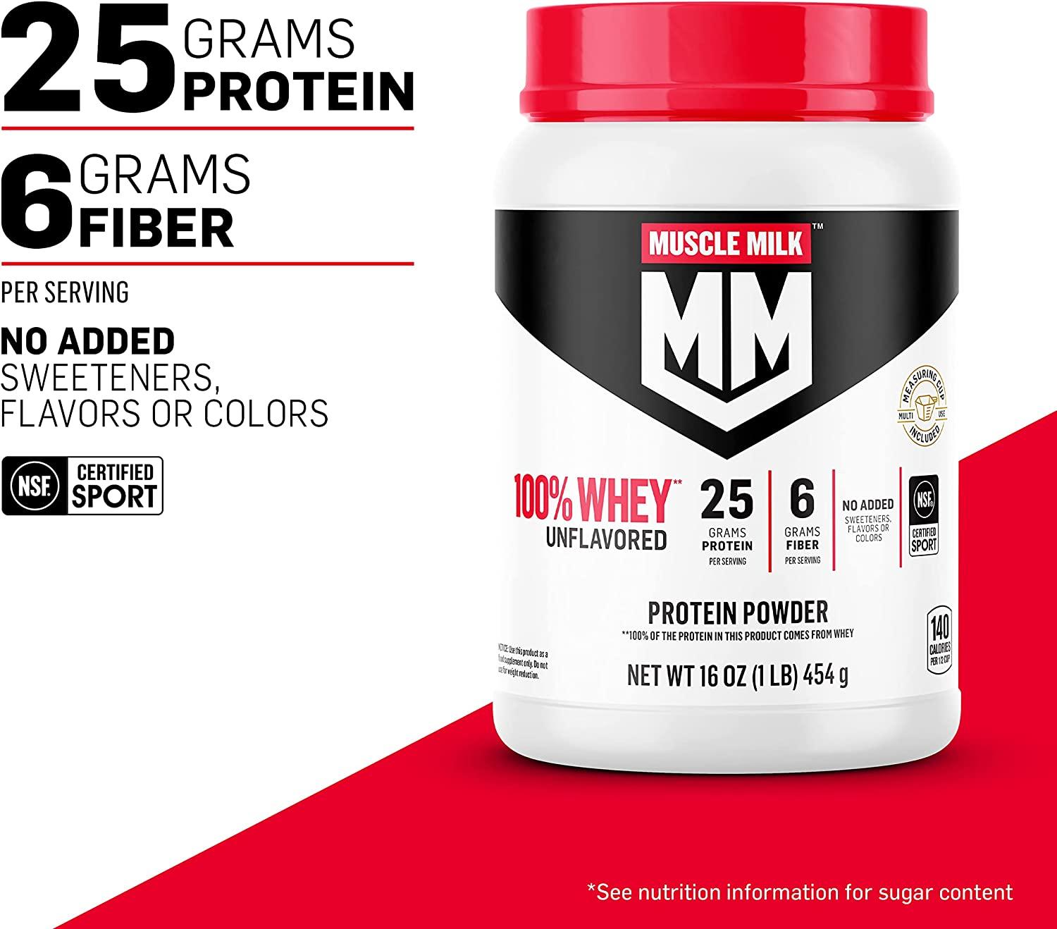 Muscle Milk 100% Whey Protein Powder - Unflavored - 1lb - 25g Protein ...