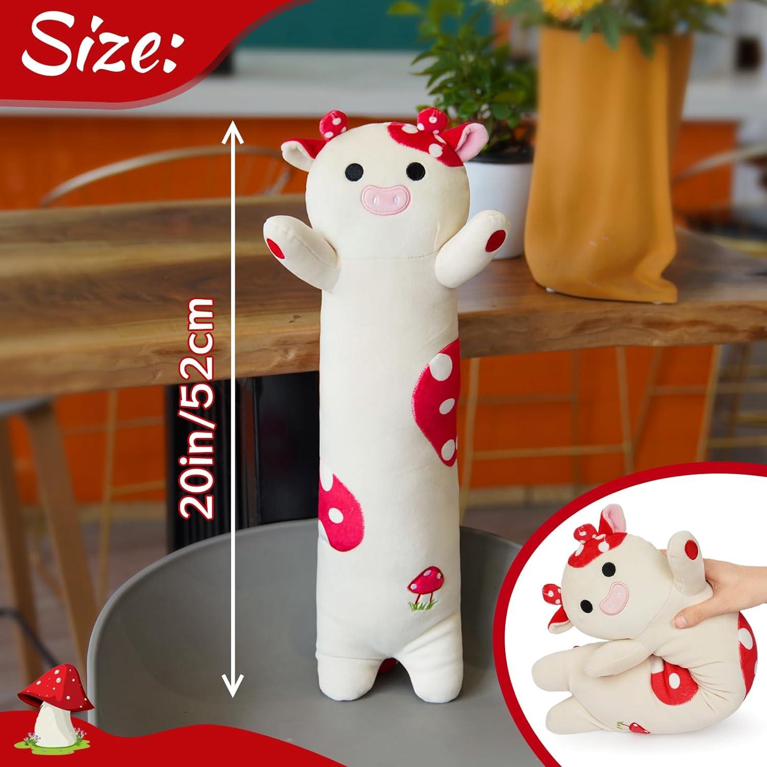 Yamepuia Long Mushroom Cow Plush Pillow - 20 Cuddly Squishy Toy for ...