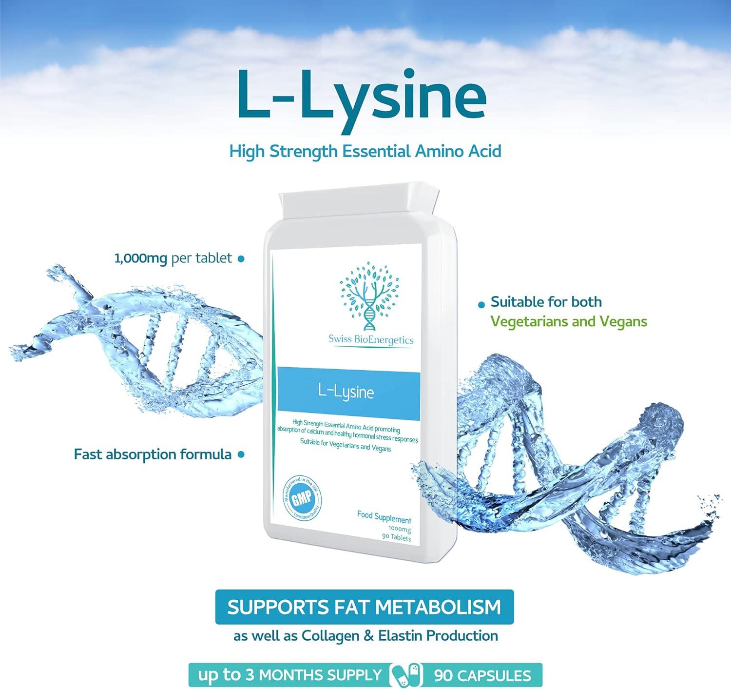 L-Lysine 1000mg Tablets - High Strength Essential Amino Acid for ...