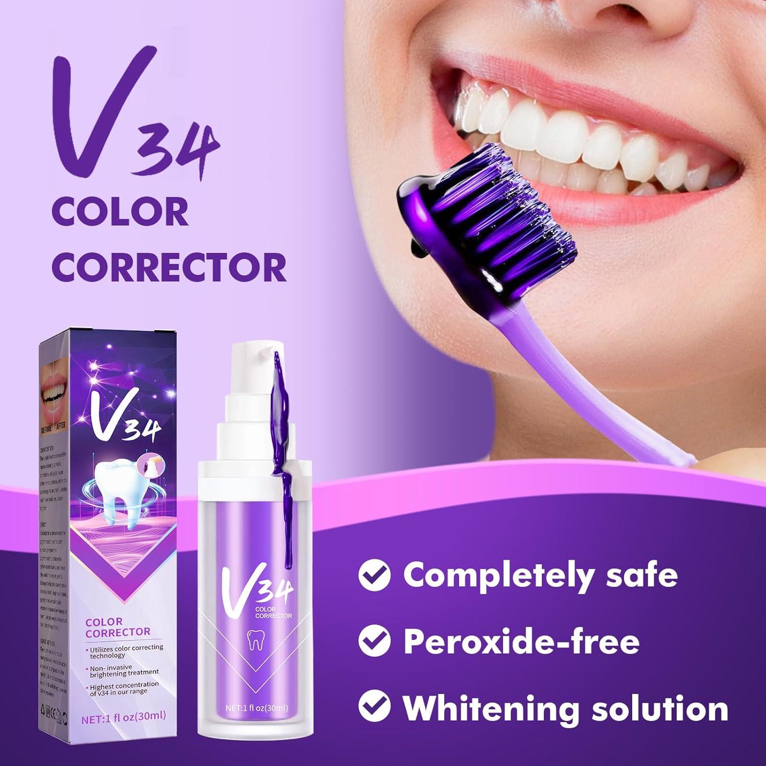 Purple Teeth Whitening Toothpaste | V34 Color Corrector Serum for White ...