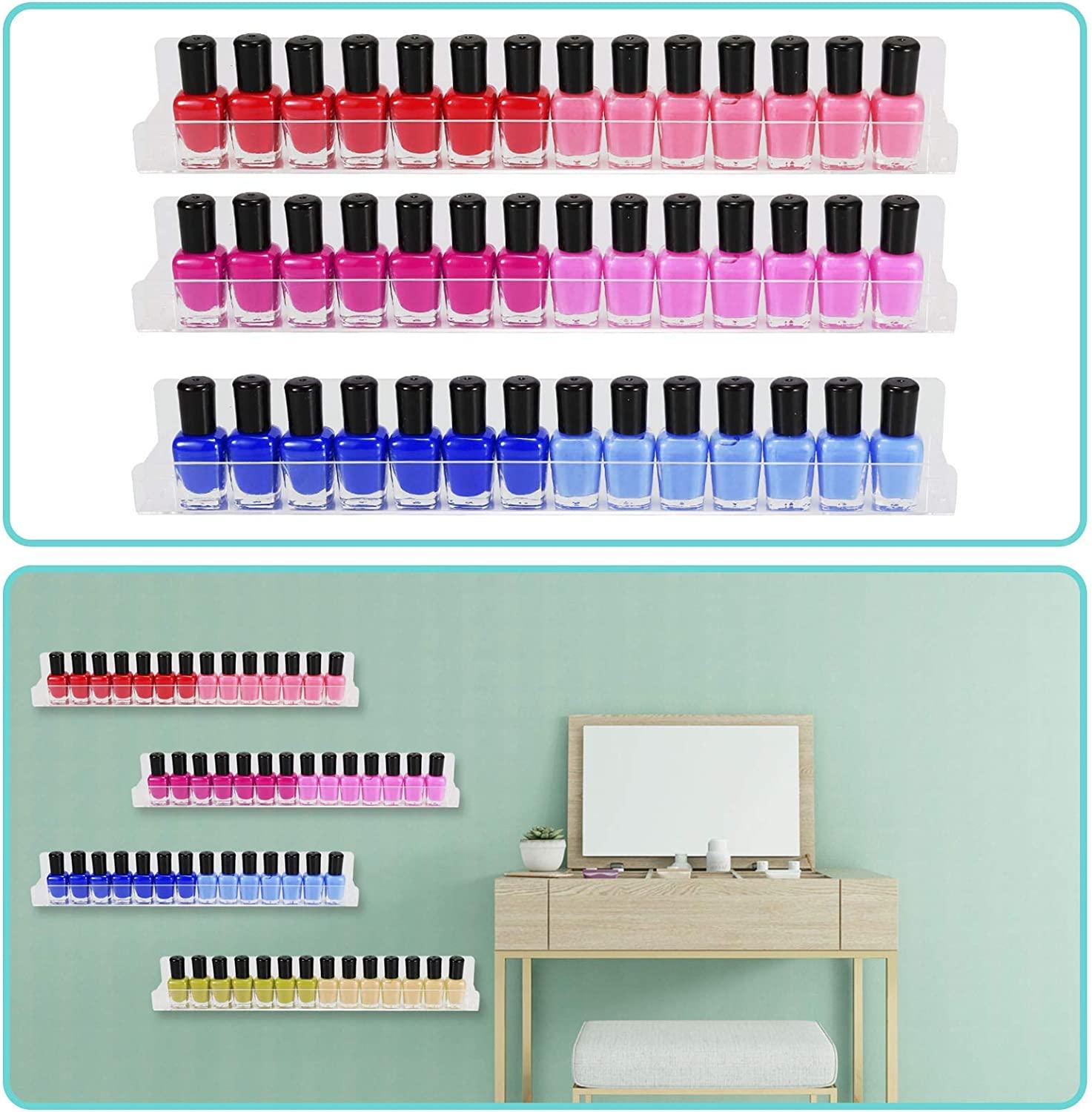 Umirokin Acrylic Nail Polish Rack - Wall Mounted Shelf for 96 Bottles ...