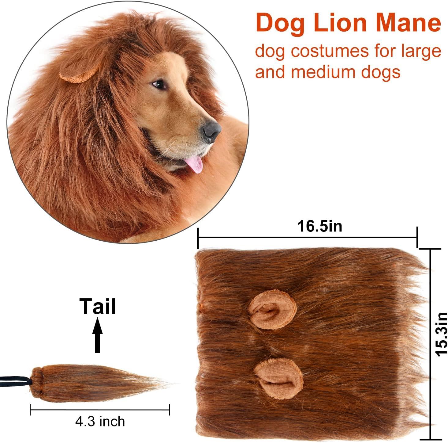 CPPSLEE Lion Mane Dog Costume - Realistic Lion Wig for Medium to Large ...