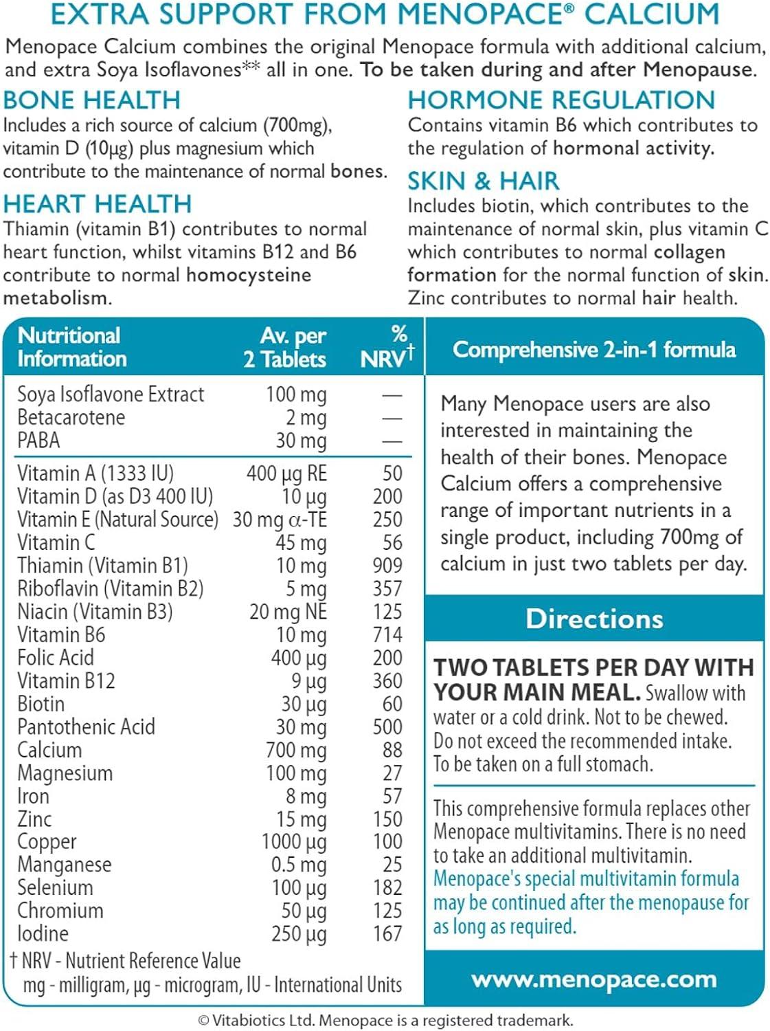 Vitabiotics Menopace Calcium - 60 Tablets | Menopause Support ...