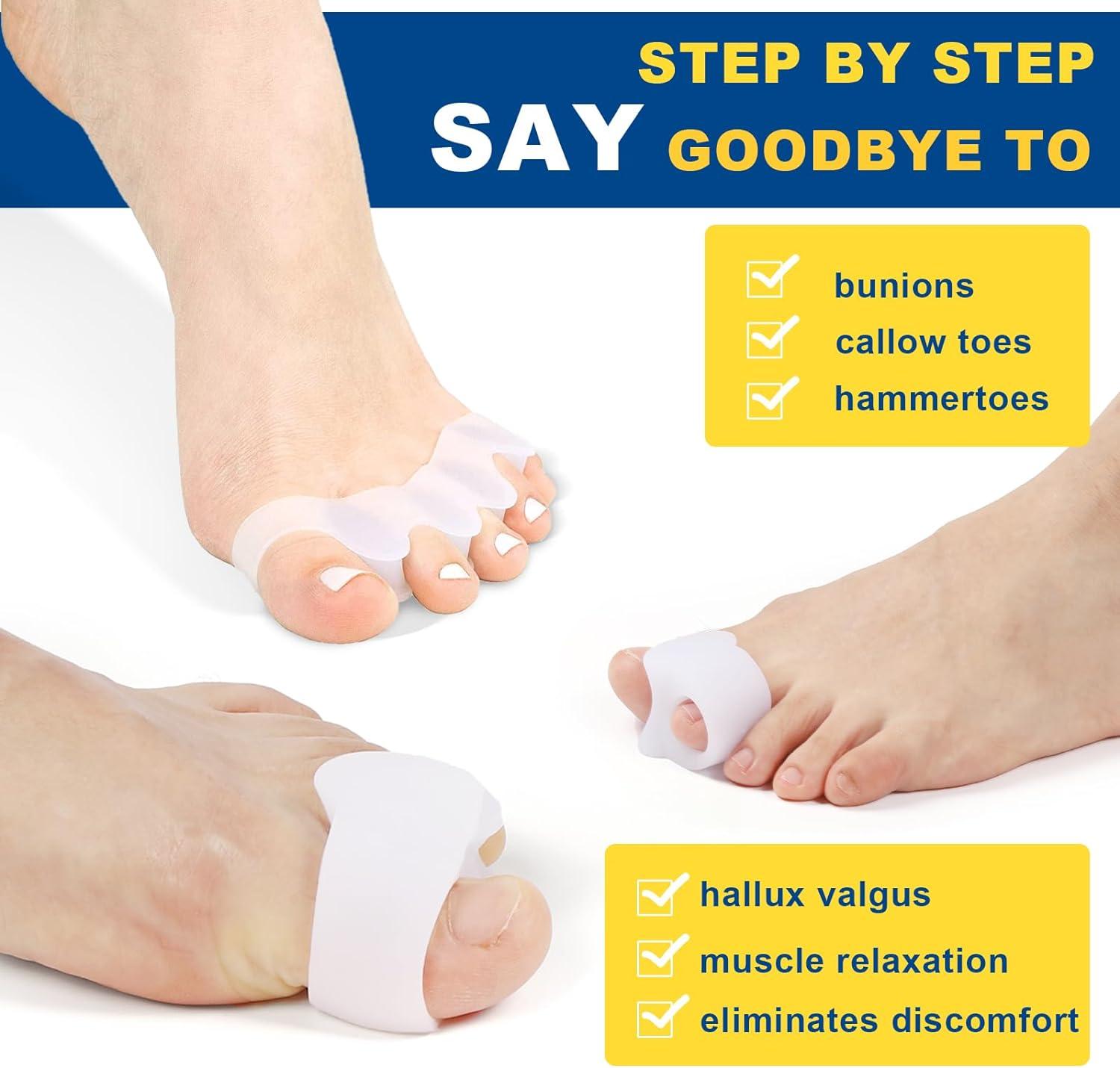 6-Piece Toe Separators Set for Foot Pain Relief and Plantar Fasciitis ...