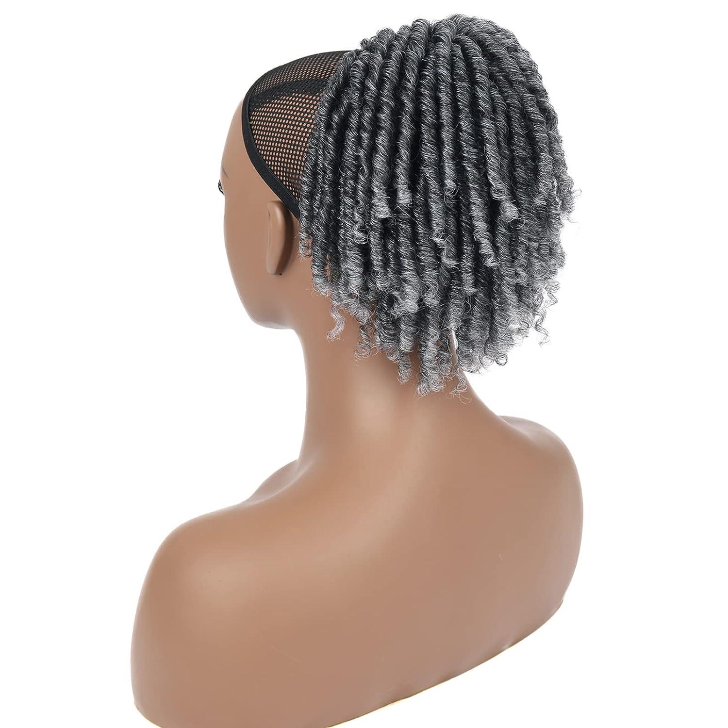 SCENTW Grey Dreadlock Ponytail Extensions for Women | Drawstring Clip ...