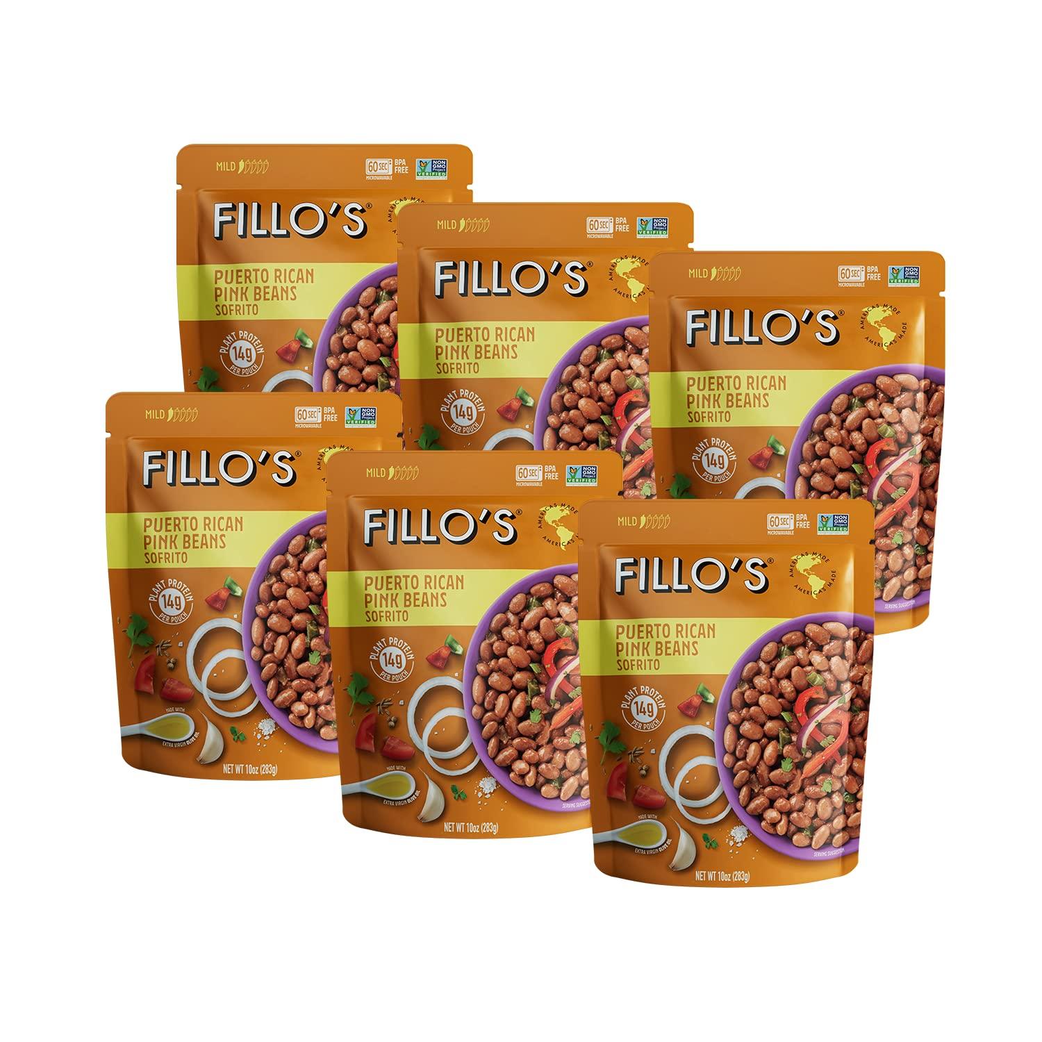 FILLOS Puerto Rican Pink Beans Ready to Eat Sofrito Beans 6 Count 10 ...