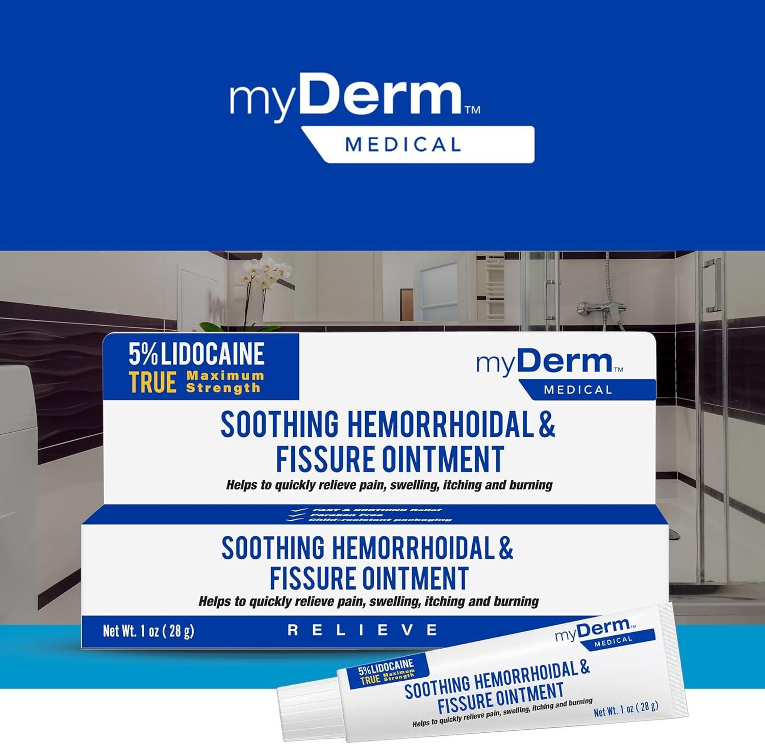 Myderm Medical 5% Lidocaine Hemorrhoidal Ointment - Maximum Strength ...