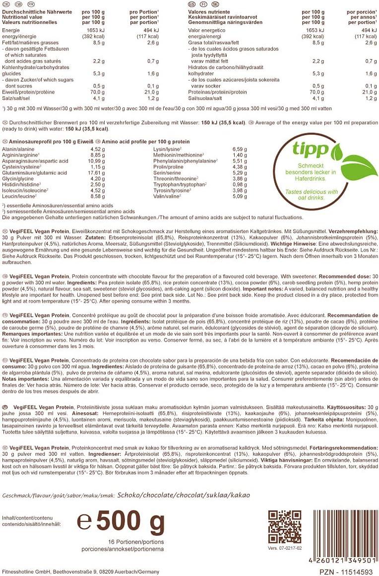 Vegife Vegan Protein Powder - Chocolate Flavor - 500g Soy Pea Rice ...