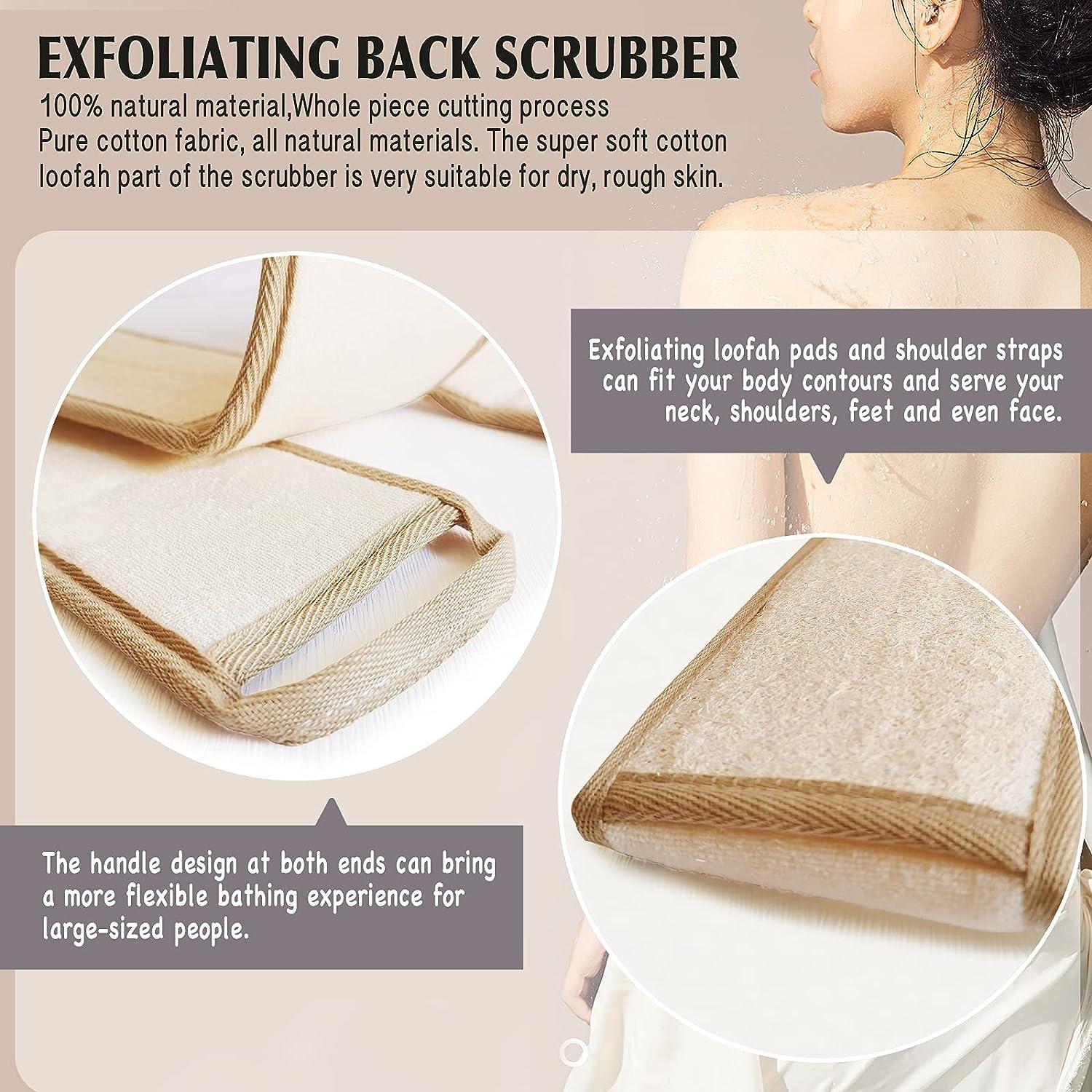 Natural Loofah Sponge Back Exfoliating Scrubber Combo Set for Deep ...