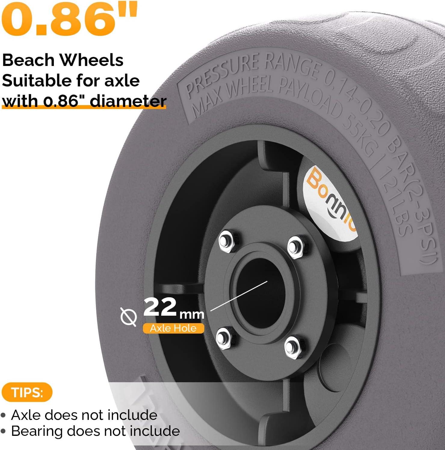 Bonnlo Beach Wheels 9 Replacement Balloon Sand Tires - 2 Pack for Kayak ...