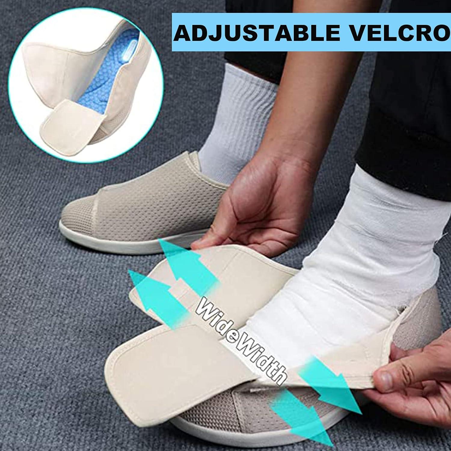 QDCZDQ Men's Edema Diabetic Shoes | Large Size Adjustable Foot Swelling Shoes | Non-Slip Double ...