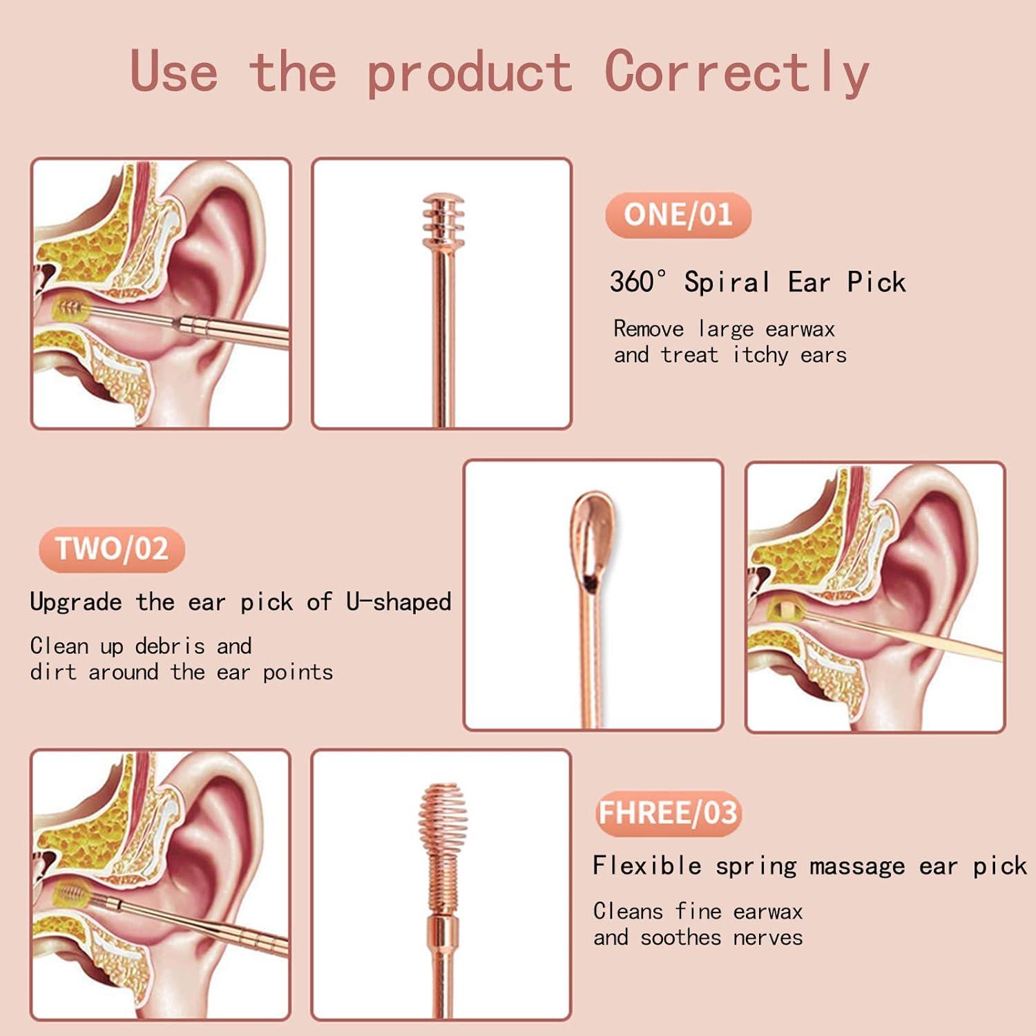 7-Piece Flexible Spiral Earwax Cleaner Tool Set for Ear Cleansing Care ...