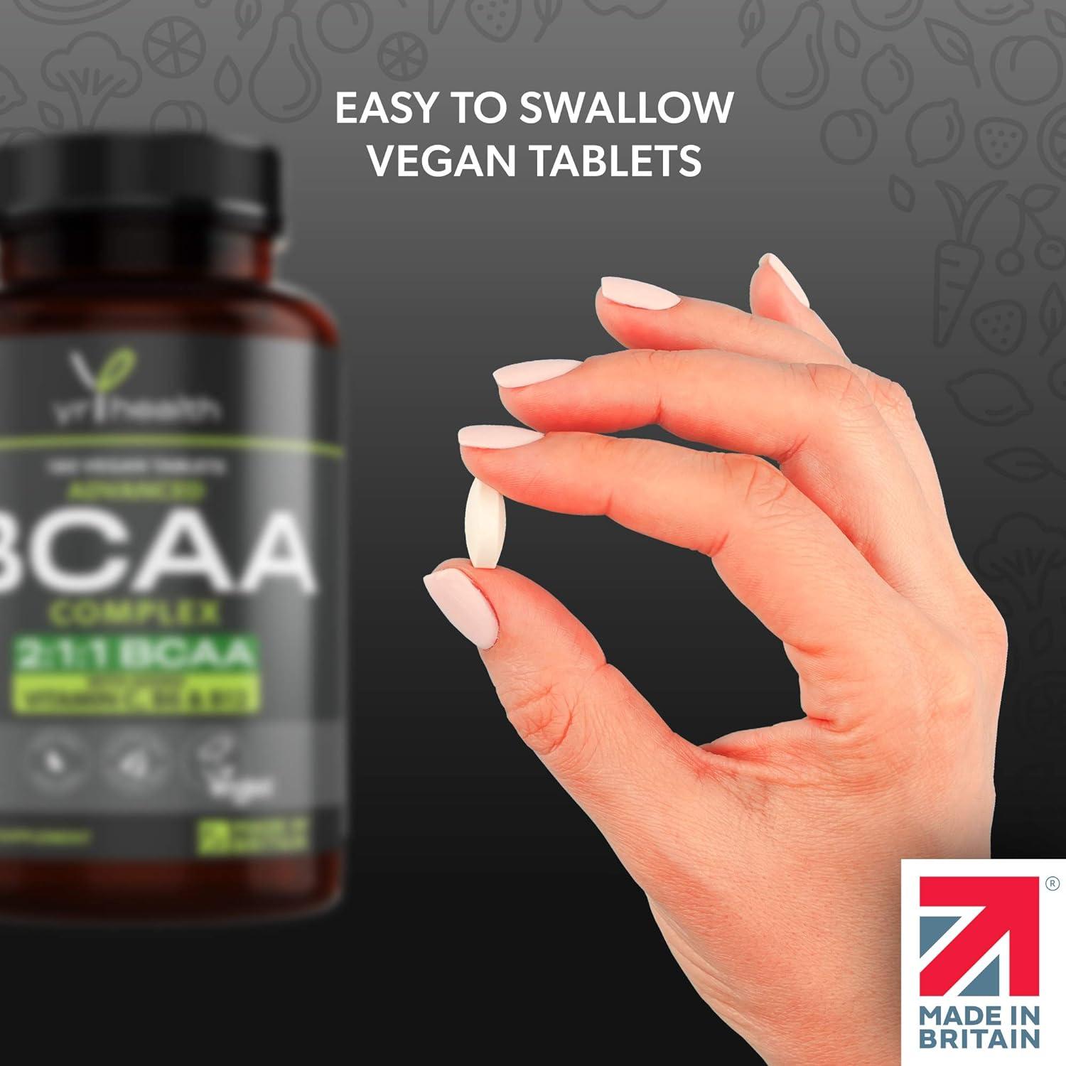 Vegan BCAA Tablets 1500mg - Branch Chain Amino Acids with Vitamin B6, C ...