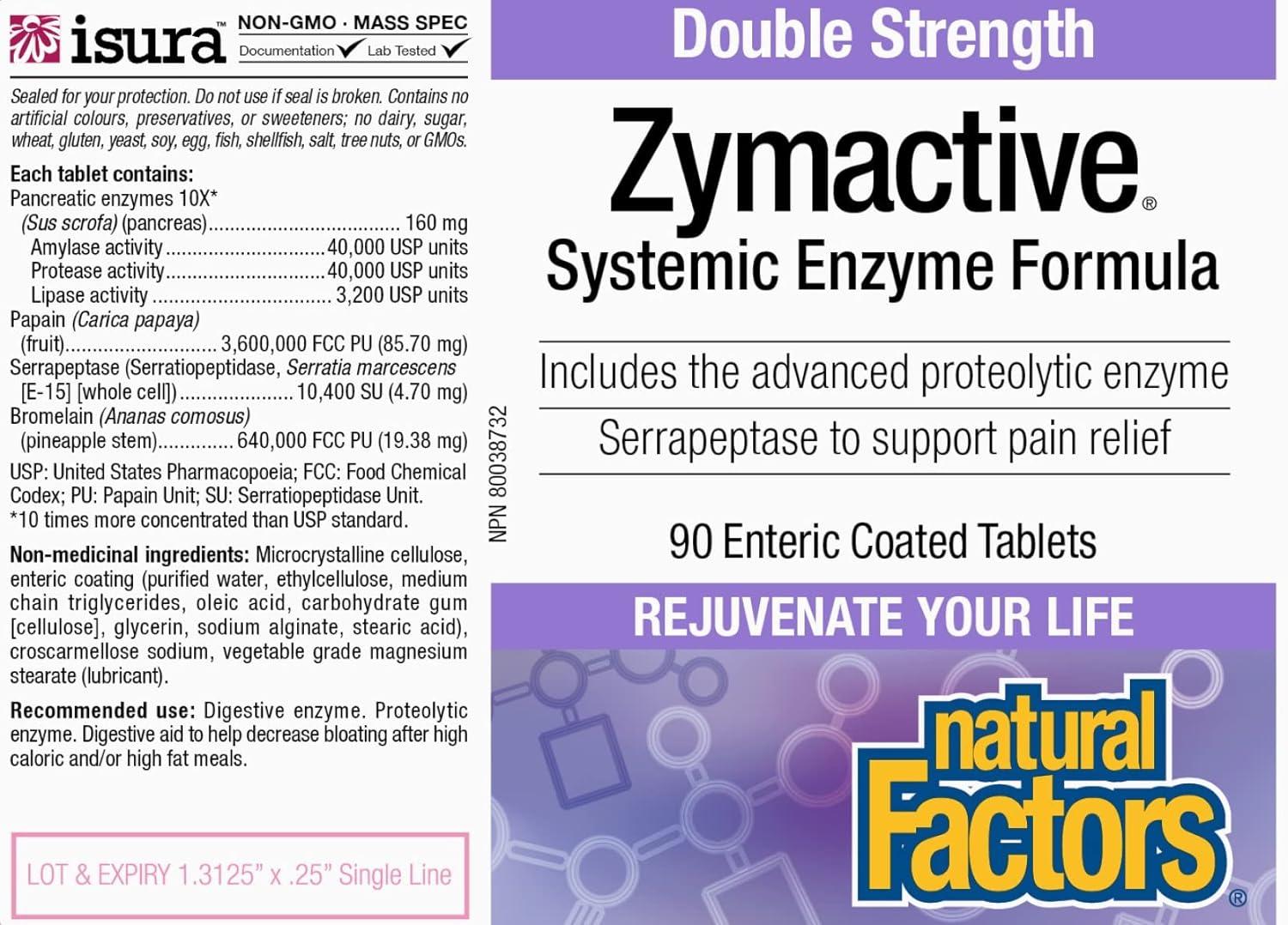 Natural Factors - Zymactive Double Strength 90 Enteric Coated Tablets ...