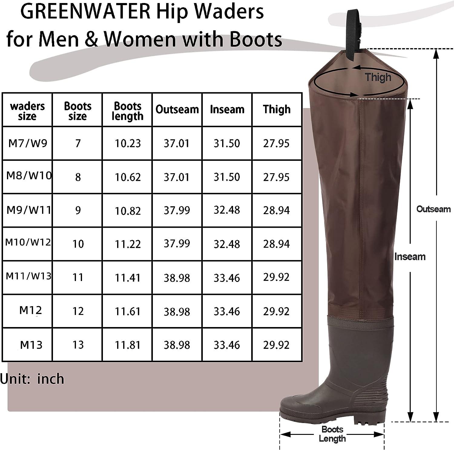 GREENWATER Waterproof Hip Waders with Boots for Men Women | Adult ...
