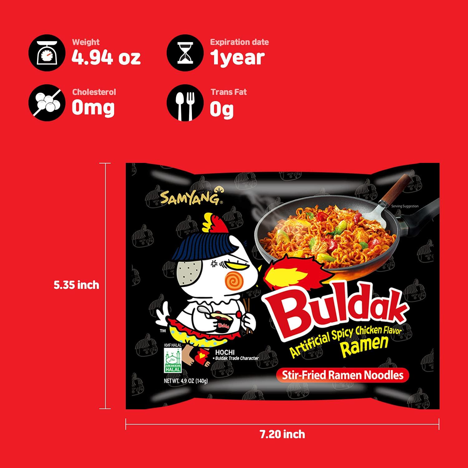 Samyang Buldak Korean Hot Spicy Chicken Stir-Fried Ramyun Noodles 4.94 ...