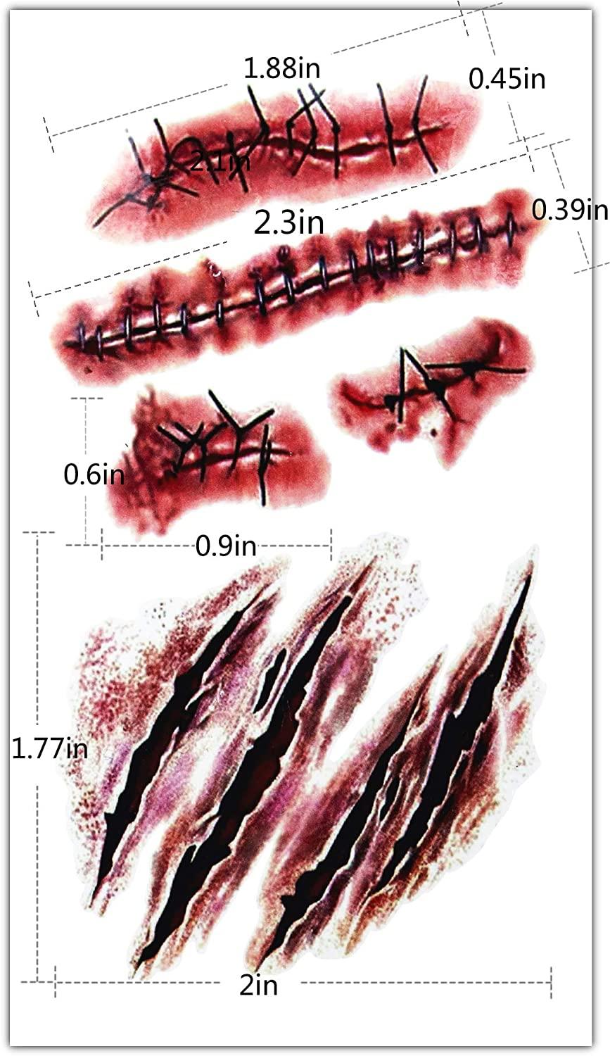 10pcs Realistic Fake Bloody Wound Stitch Scar Waterproof Temporary ...