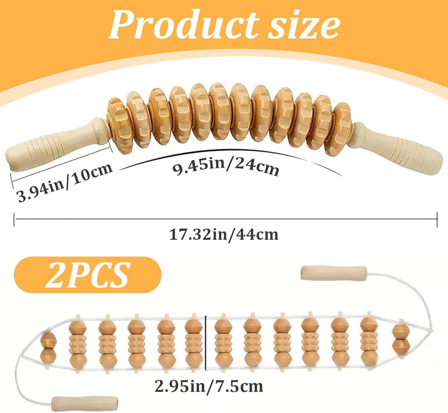 High-Quality Wooden Massage Tools | 12 Rollers & 360 Curved Muscle ...