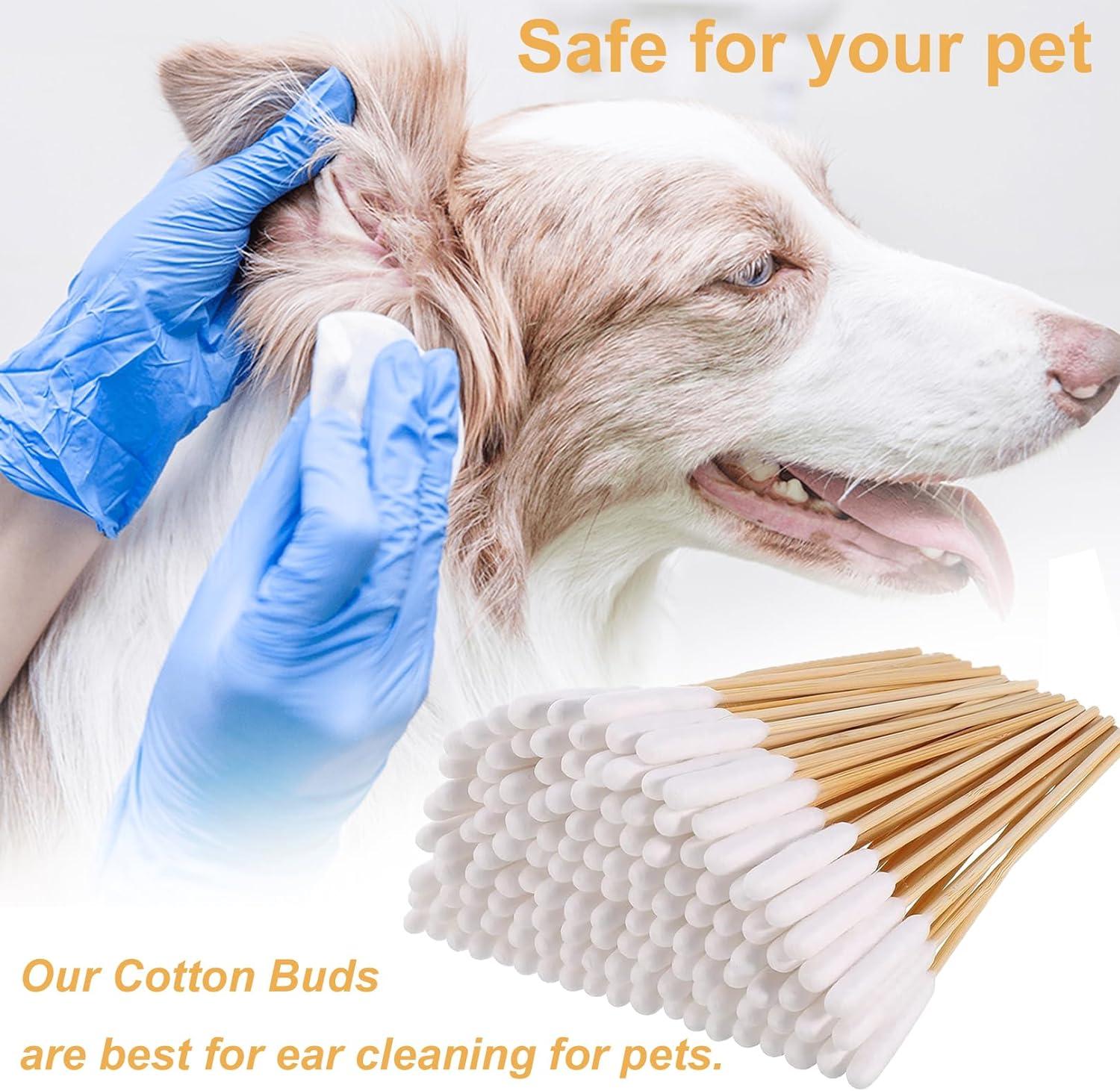 200 Pieces Dogs Ear Cleaning Swabs Large Cotton Buds Animal Ear ...