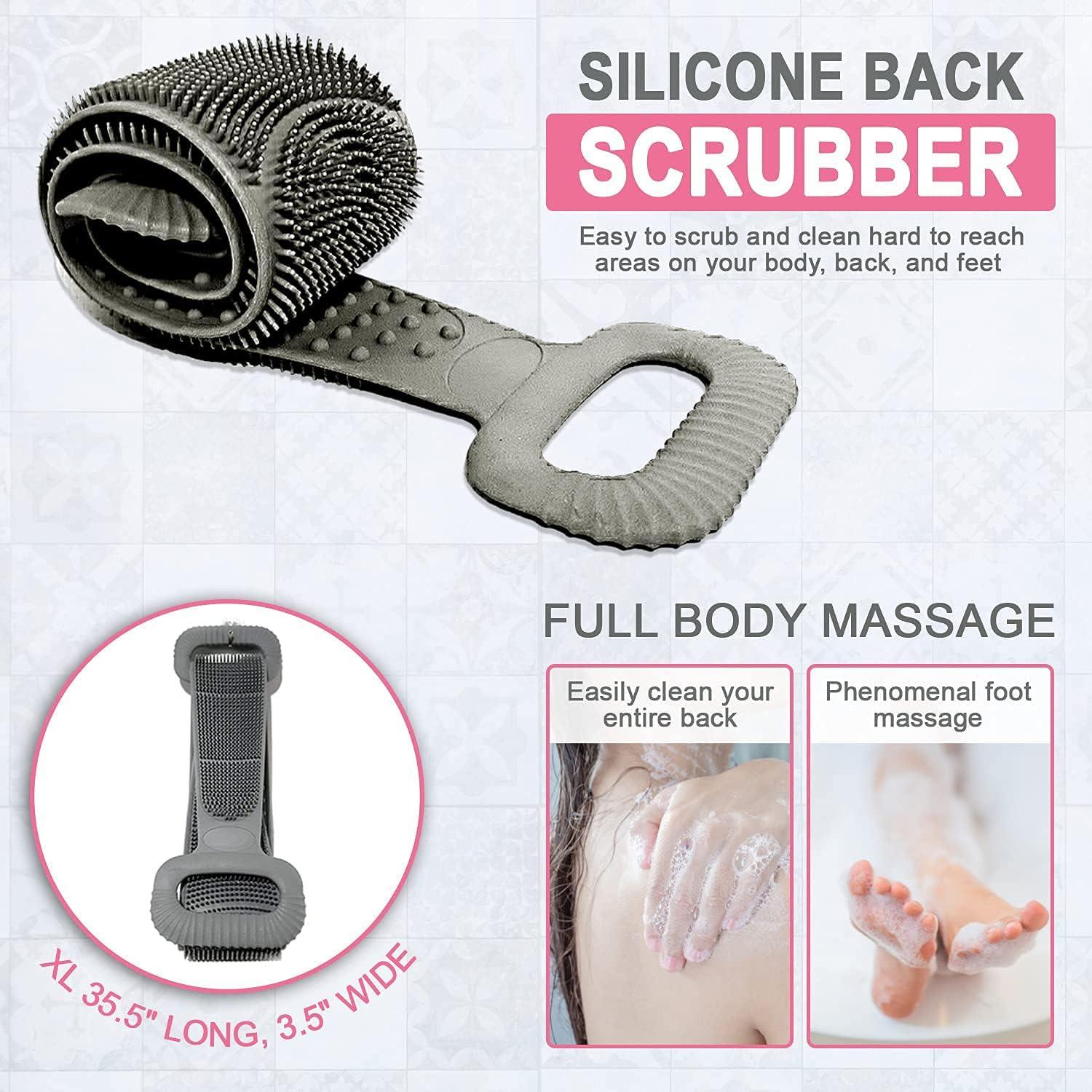 35.5/90cm Silicone Back Scrubber for Shower - Double Sided Body Brush ...