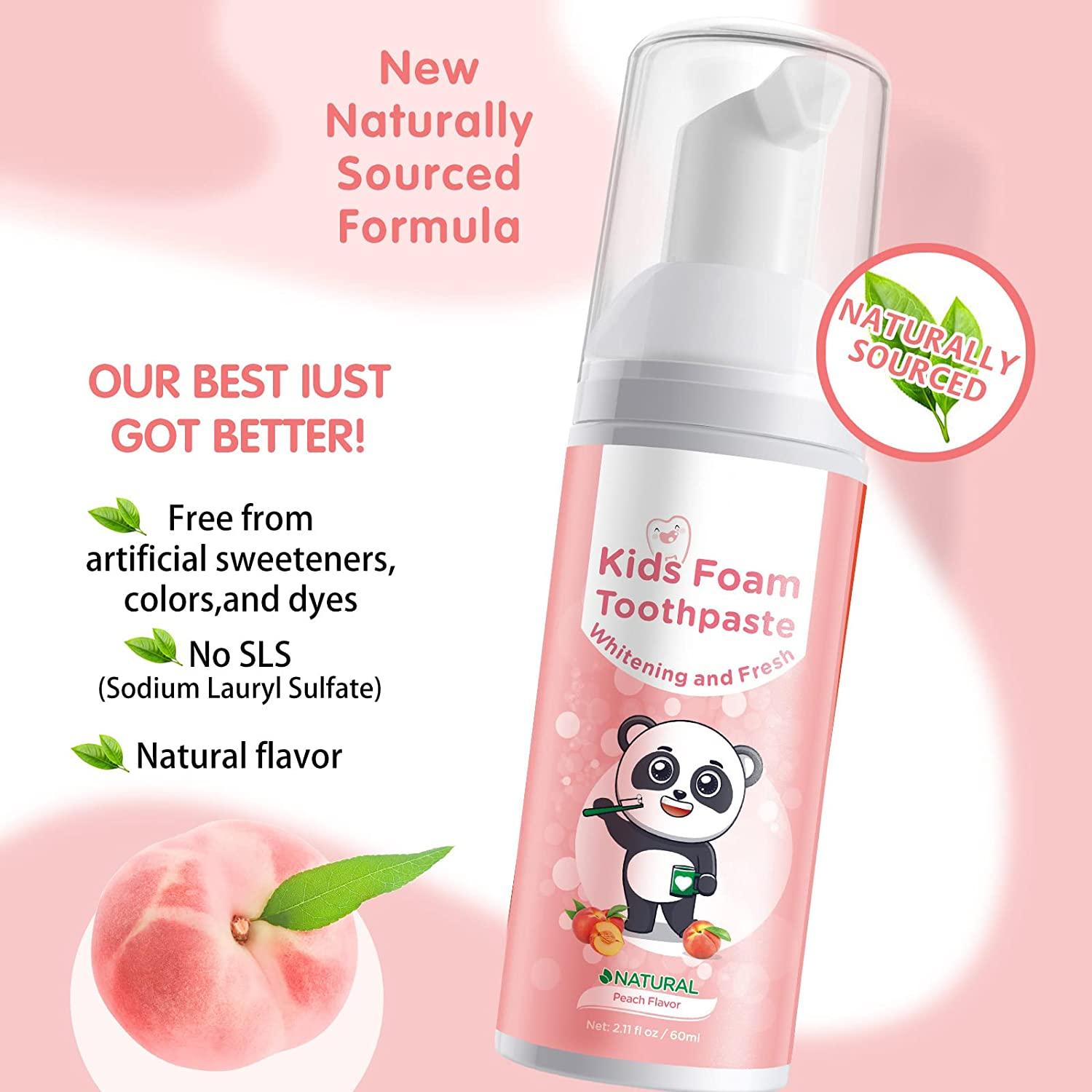 Kids Low Fluoride Foaming Toothpaste - Peach Flavored | Ages 3+ | 2.11 fl oz | Buy Now with ...