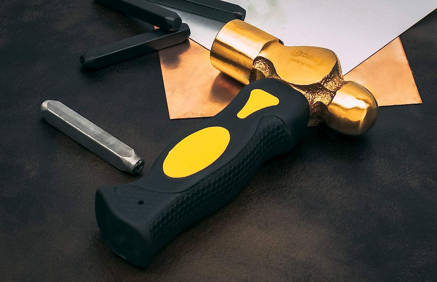 Bastex 1lb Brass Metal Stamping Hammer for Jewelry Making - Short ...