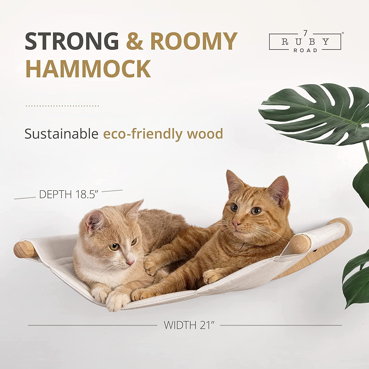 Ruby Road Cat Hammock Wall Mounted Shelf with Steps - Modern Cat Bed ...