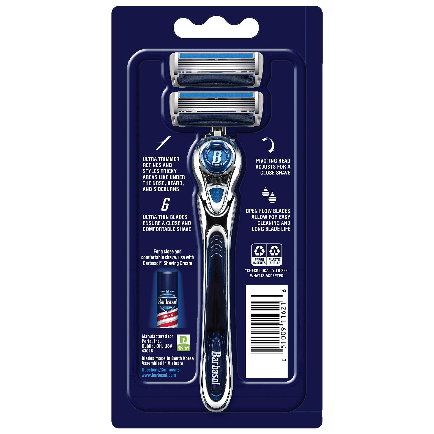 Buy Barbasol Ultra 6 Plus Men's Razor - Includes 2 Blade Refills ...