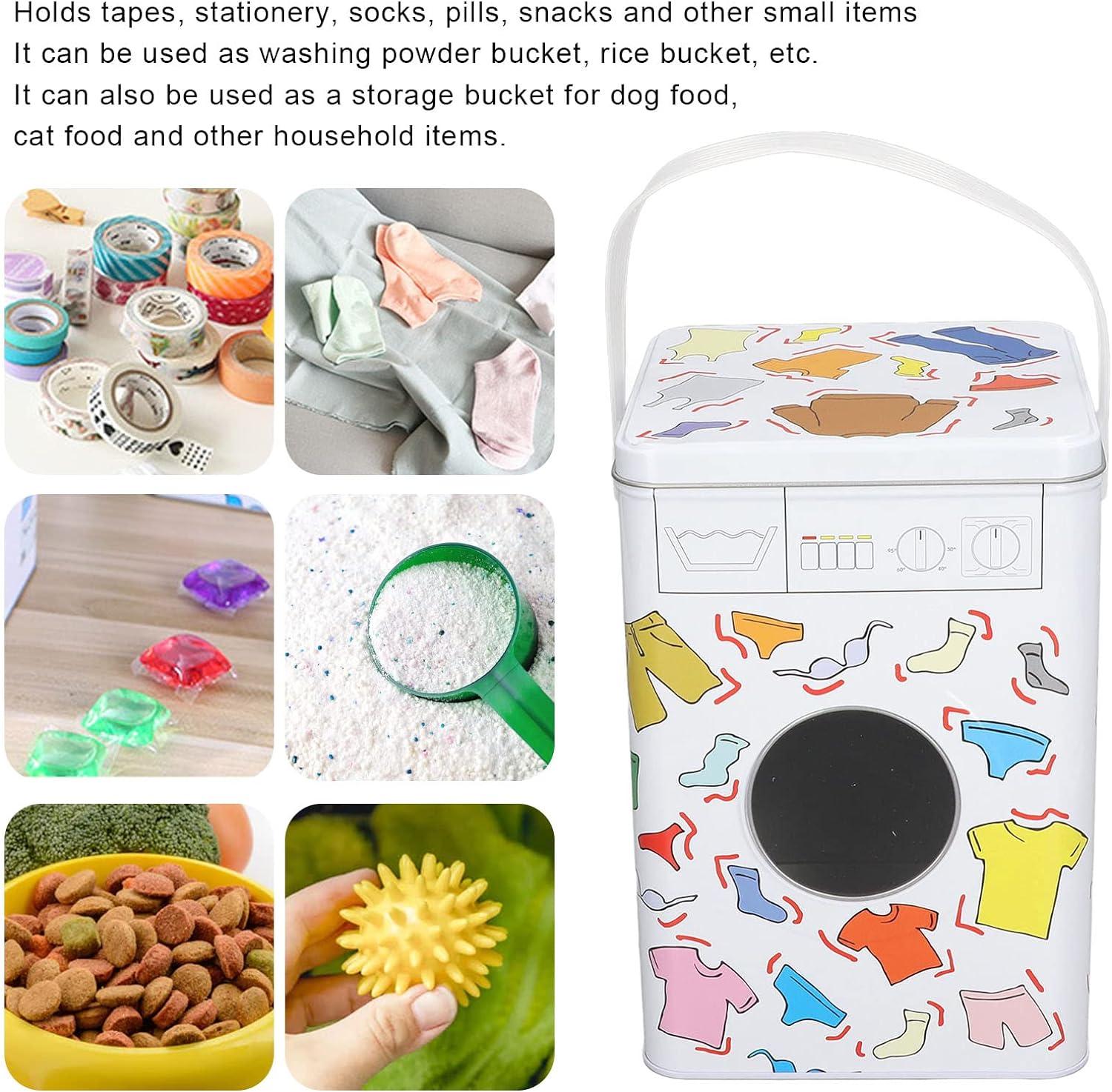 Laundry Tin Container with Lid Washing Machine Appearance Powder ...