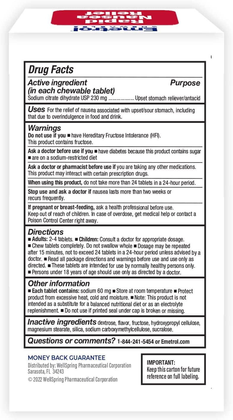 Emetrol Chewables - Rapid Nausea Relief, Pharmacist-Recommended, Non ...