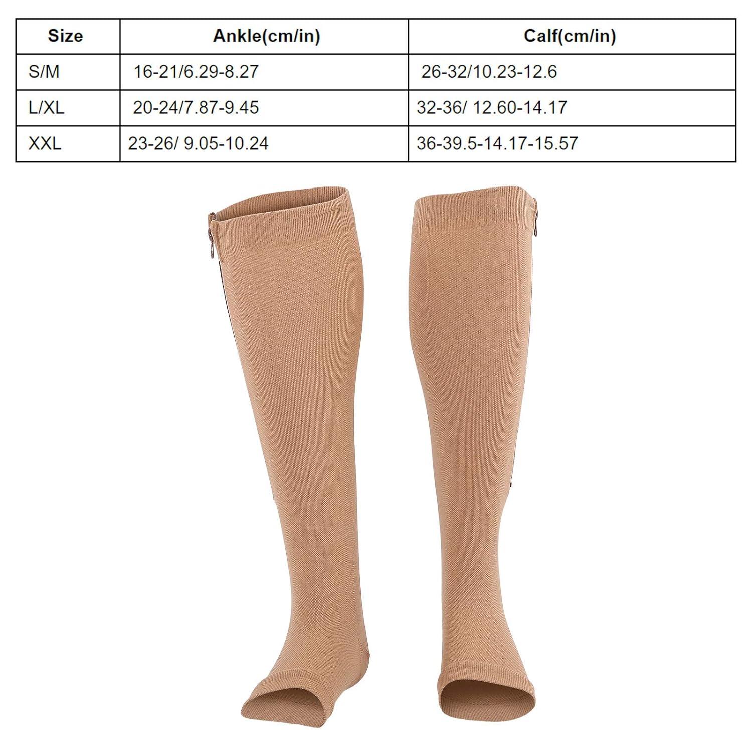 Buy Compression Stockings with Zipper - Open Toe for Edema & Pregnancy ...