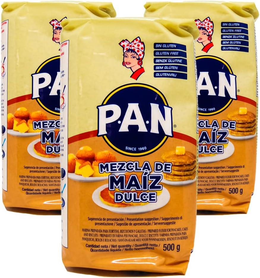 Harina Pan (sweet) Red 500g (Pack 3) / Sweet Yellow Corn Flour Gluten ...
