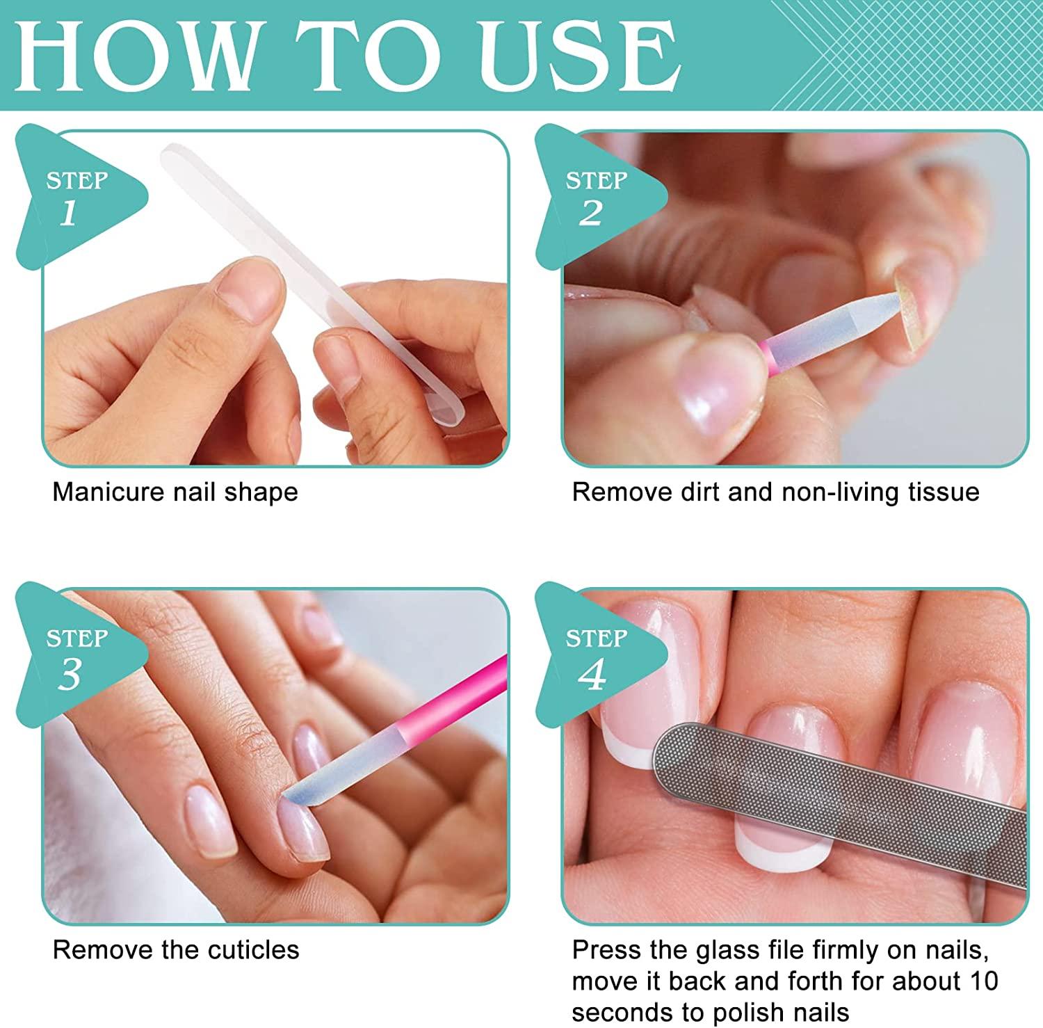 Nano Glass Nail File Set with Case - 5PCS | Cuticle Pusher & Crystal ...