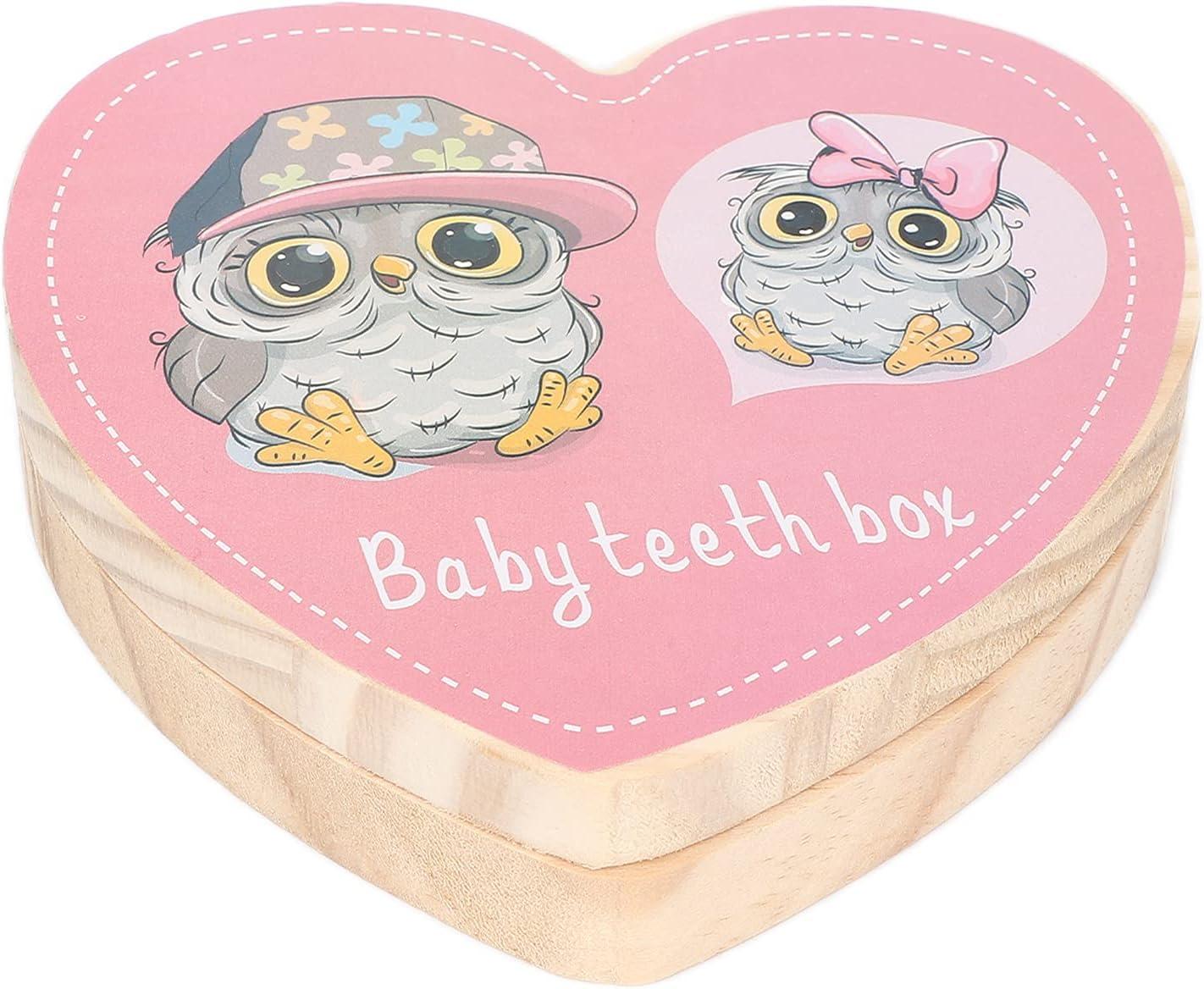 Baby Teeth Keepsake Organizer - Heart-shaped English Wooden Box with ...