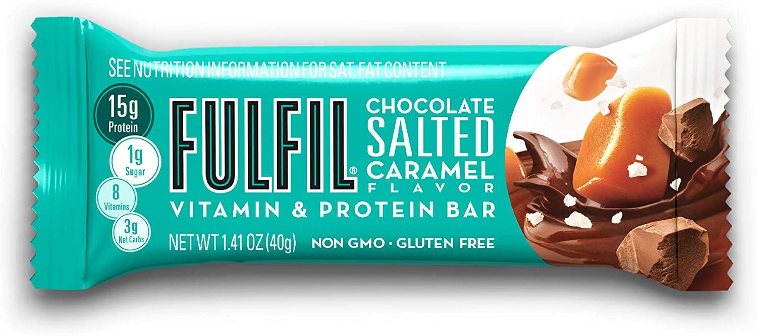 Fulfil Chocolate Salted Caramel Vitamin & Protein Bars | 15g Protein, 8 ...