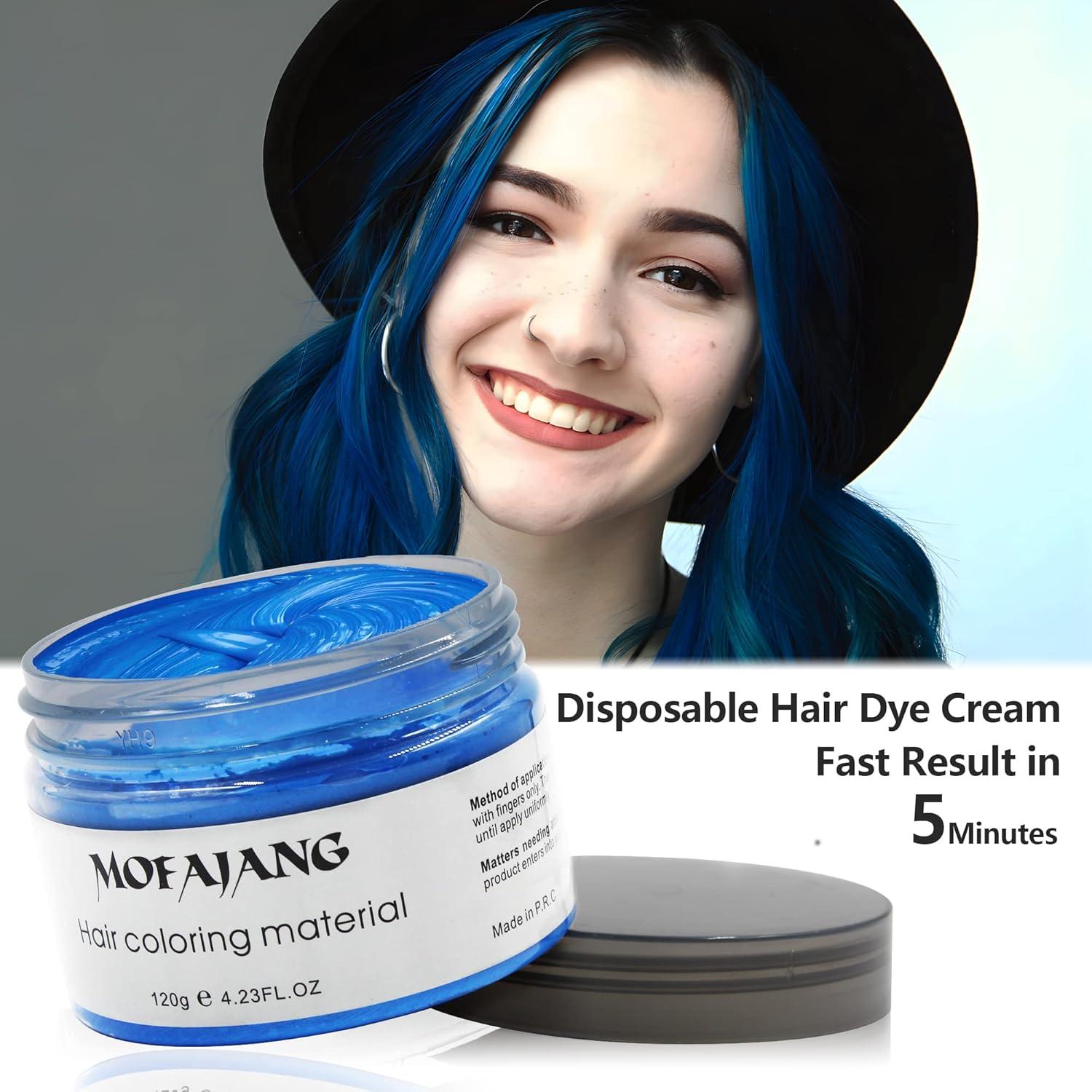 Temporary Blue Hair Color Wax for Men & Women | Natural Styling Pomade ...