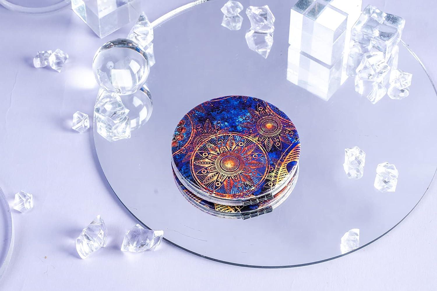 Lizimandu Metal Compact Mirror - 3X Magnifying Makeup Mirror - Blue ...