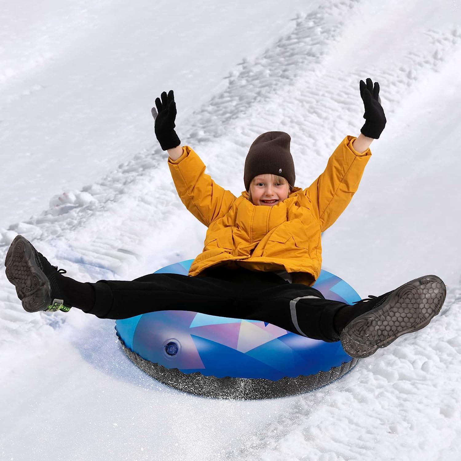 JOYIN 34 Inches Inflatable Snow Tubes (2 Sets) - Heavy Duty Sled for ...