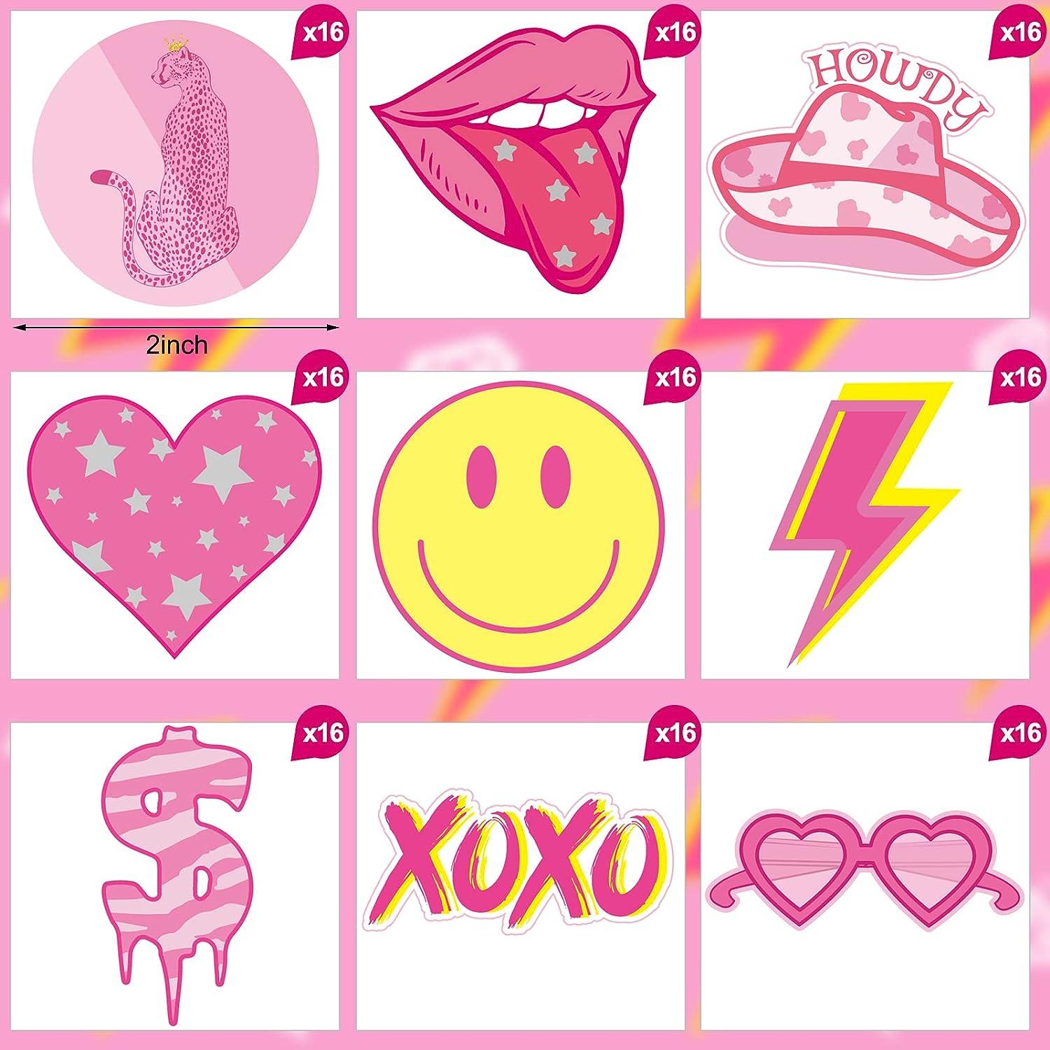 144 Pieces Pink Preppy Theme Temporary Tattoos - Assorted Cowgirl ...