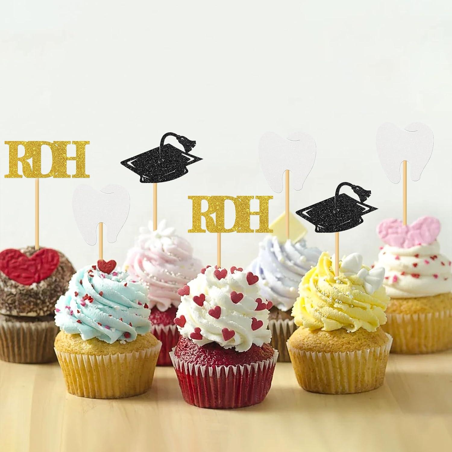 MonMon & Craft Congrats Dentist RDH Graduation Cupcake Toppers/Congrats ...